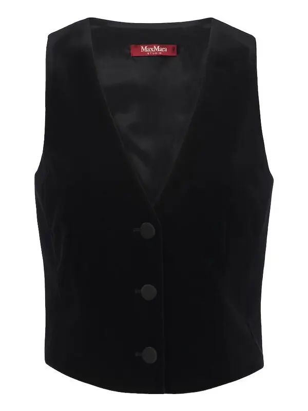 Max Mara Elegante Cotton Velvet Vest - Black