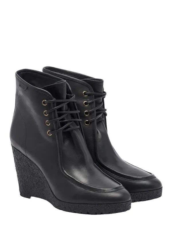 Isabel Marant Étoile Cylia Leather Wedge Ankle Boots - Black