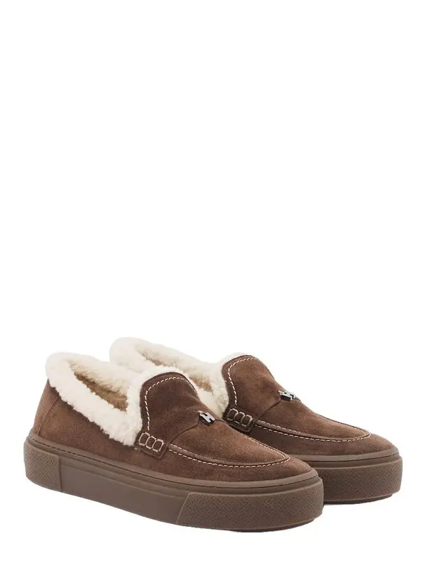 Hogan H705 Shearling-lined Suede Loafers - Brown
