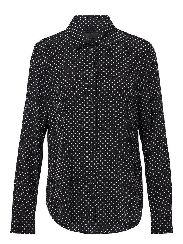 NILI LOTAN Gana Polka-dot Silk Shirt - Black