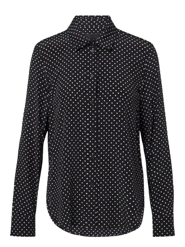 NILI LOTAN Gana Polka-dot Silk Shirt - Black