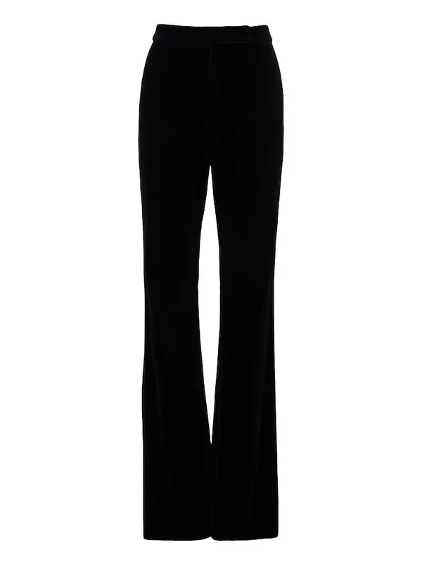 Max Mara Elegante Cotton Velvet Straight Pants - Black