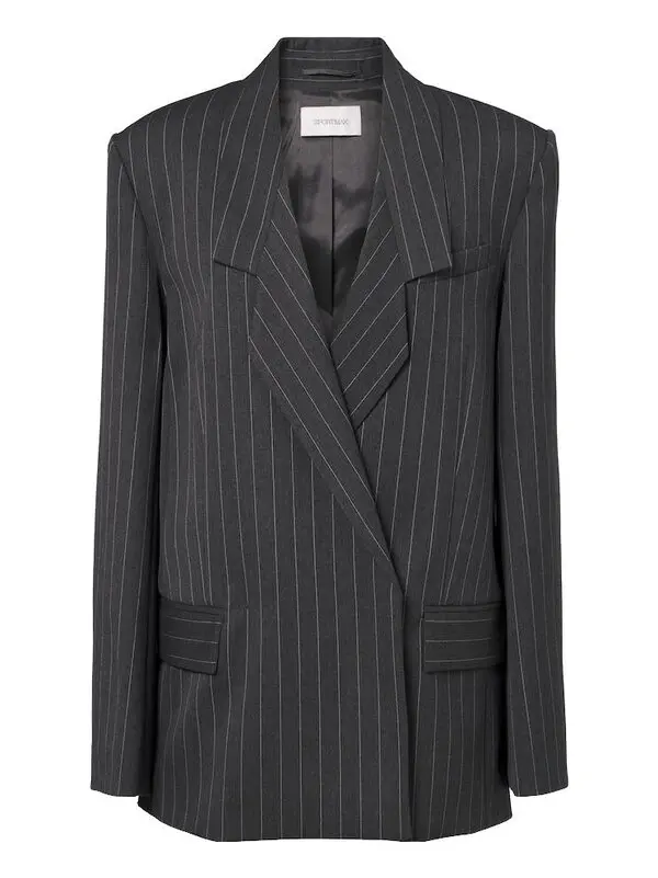 Sportmax Oversized Pinstriped Wool-blend Blazer - Grey