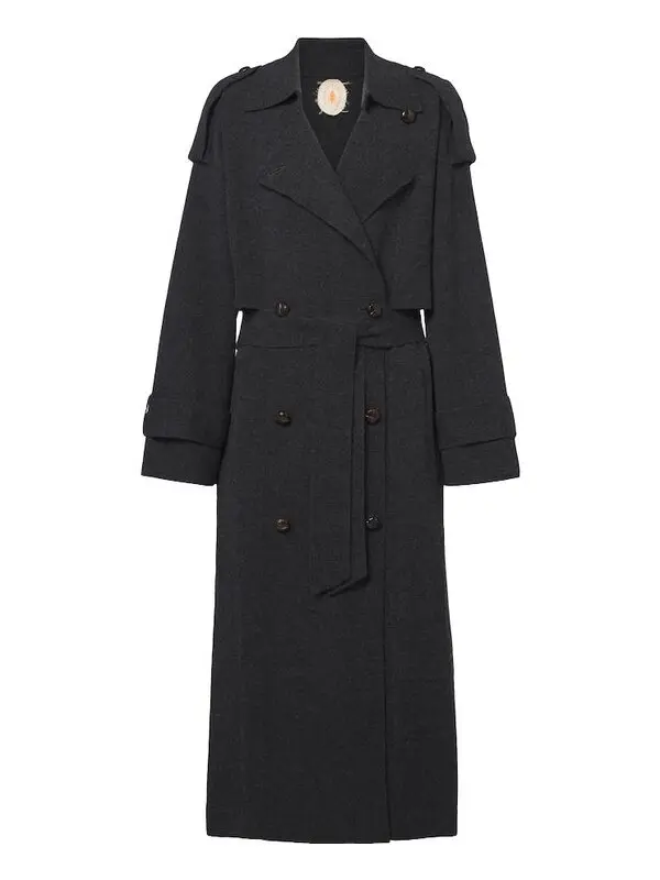 Jardin Des Orangers Belted Double-breasted Wool And Cashmere Coat - Grey