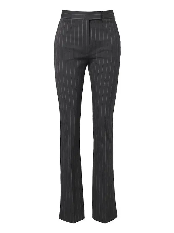 Sportmax Pinstriped Wool-blend Flared Pants - Grey