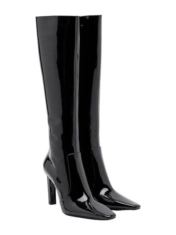 Saint Laurent Francoise Patent Leather Knee-high Boots - Black