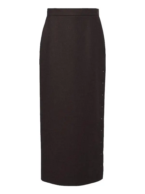 Max Mara Virgin Wool Maxi Skirt - Brown