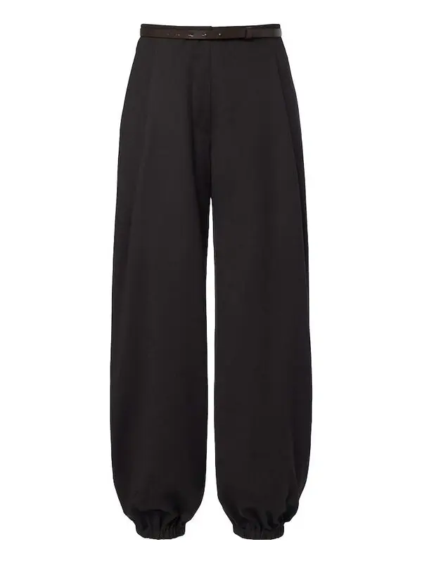 Max Mara Belted Wool-blend Wide-leg Pants - Brown