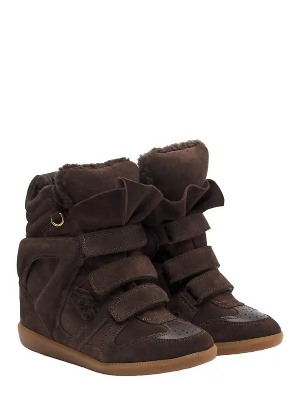 Isabel Marant Étoile Bekett Shearling-lined Suede Wedge Sneakers - Brown