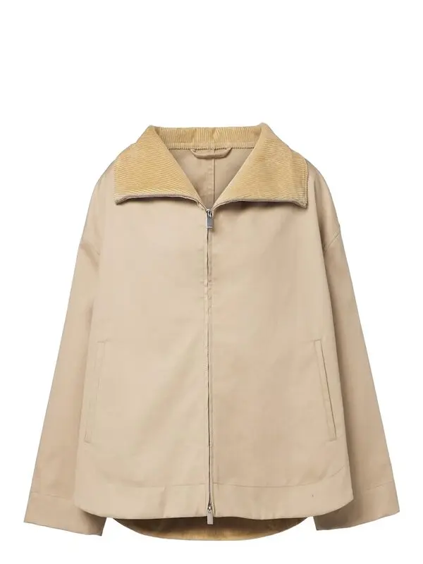 TOTEME Oversized Corduroy-trimmed Cotton Jacket - Beige