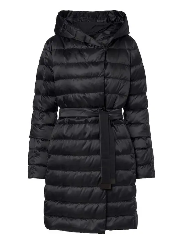 Max Mara Belted Hooded Puffer Coat - Black