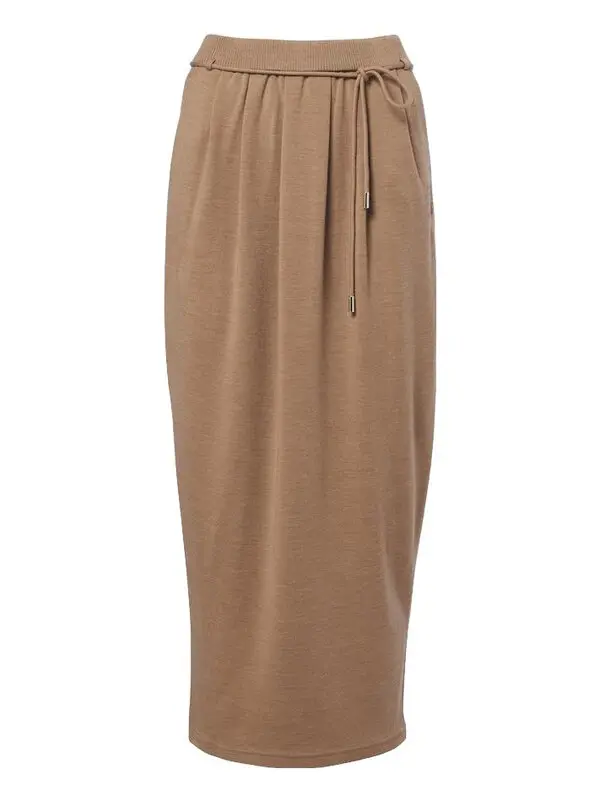 Max Mara Virgin Wool Midi Skirt - Beige