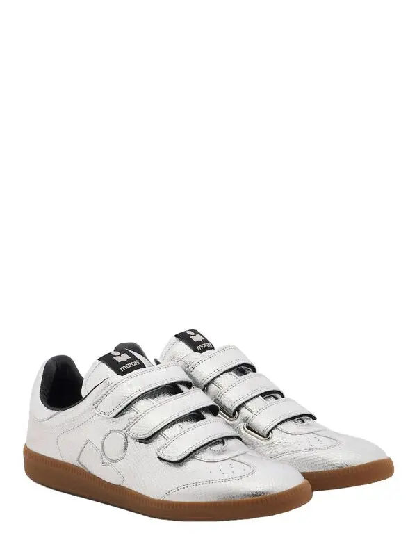 Isabel Marant Étoile Beth Metallic Leather Sneakers - Silver
