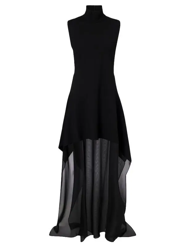 Sportmax Turtleneck Tiered Maxi Dress - Black