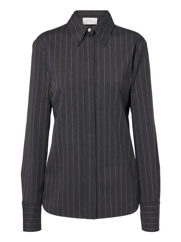 Sportmax Pinstriped Wool-blend Shirt - Grey
