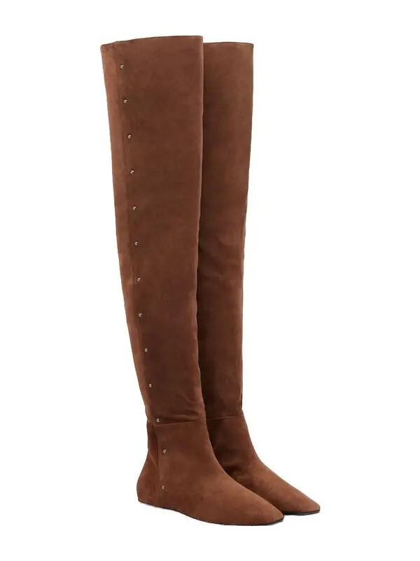 Max Mara Studded Suede Over-the-knee Boots - Brown