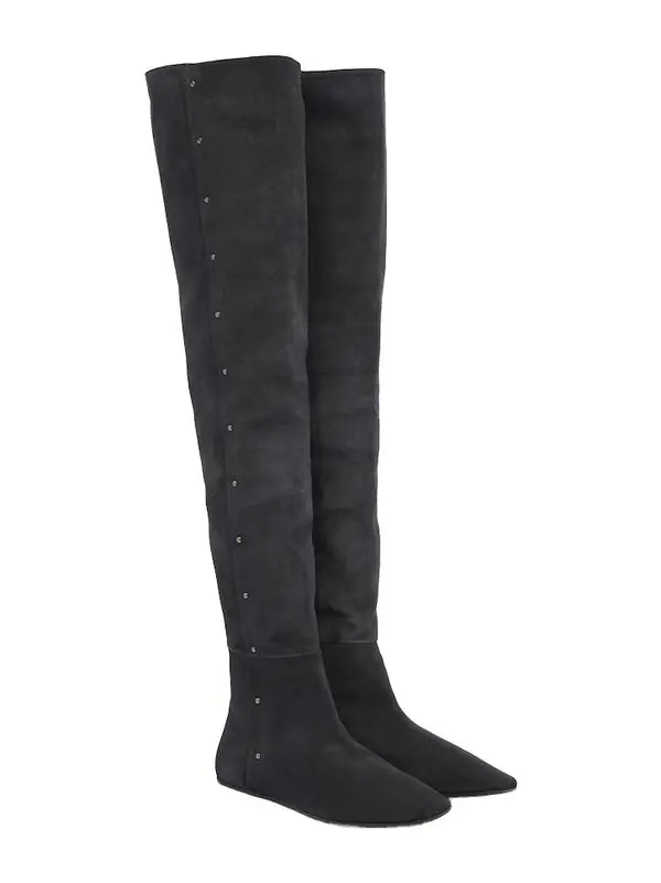 Max Mara Studded Suede Over-the-knee Boots - Grey