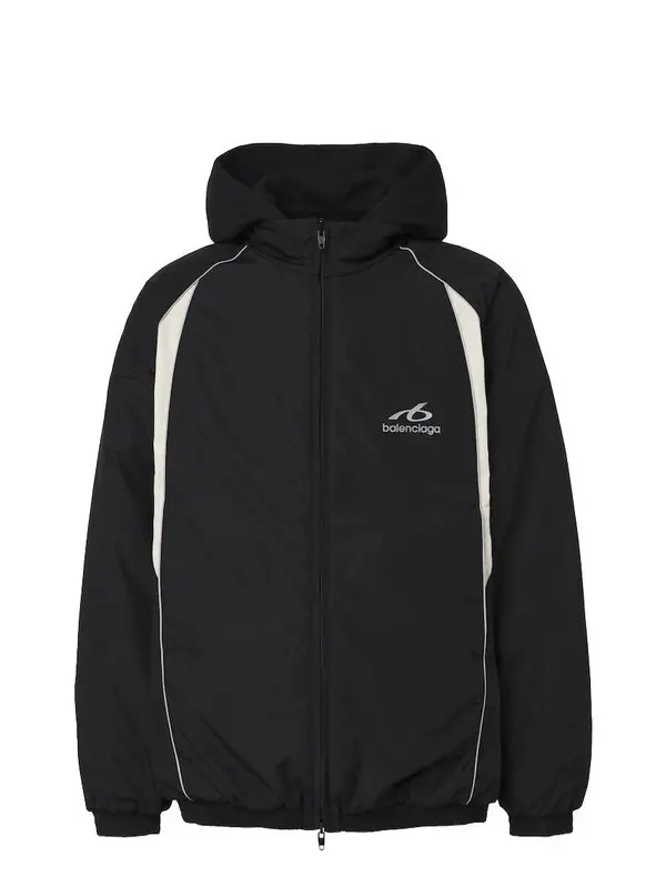 Balenciaga Logo Cotton Hoodie - Black