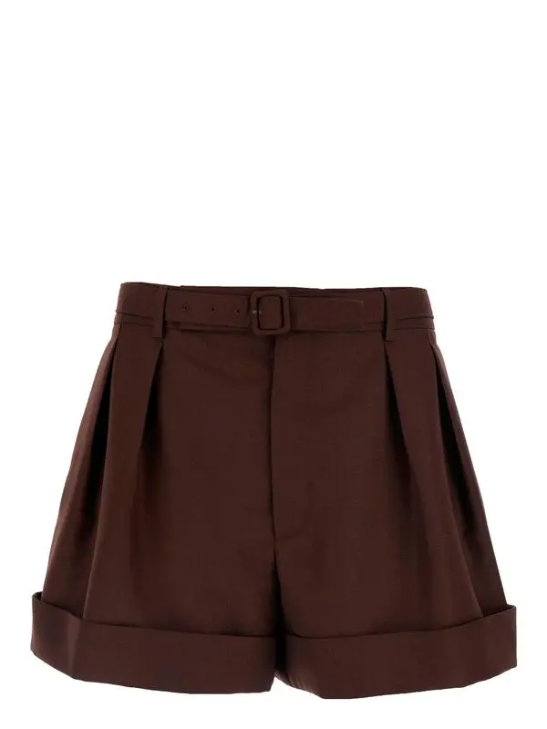 Saint Laurent Brown Cotton Bermuda Shorts With Side Pockets For - Multicolor