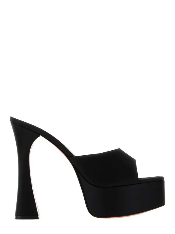 Amina Muaddi Satin Dalida Mules - Black