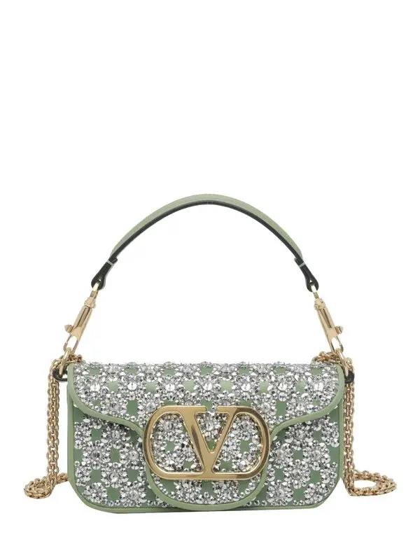 Valentino Garavani Loco' Small Embroidered Shoulder Bag - Silver