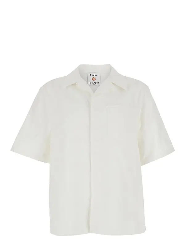 Casablanca White Bowling Shirt With Cuban Collar In Cotton - Multicolor