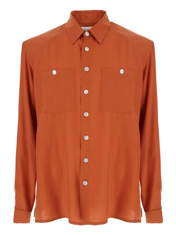 Saint Laurent Orange Silk Classic Collar Shirt For - Multicolor
