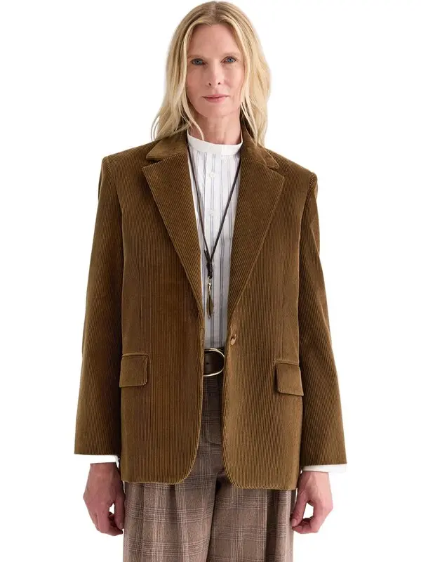 TWP Jillian Blazer In Torkel Corduroy - Pinecone