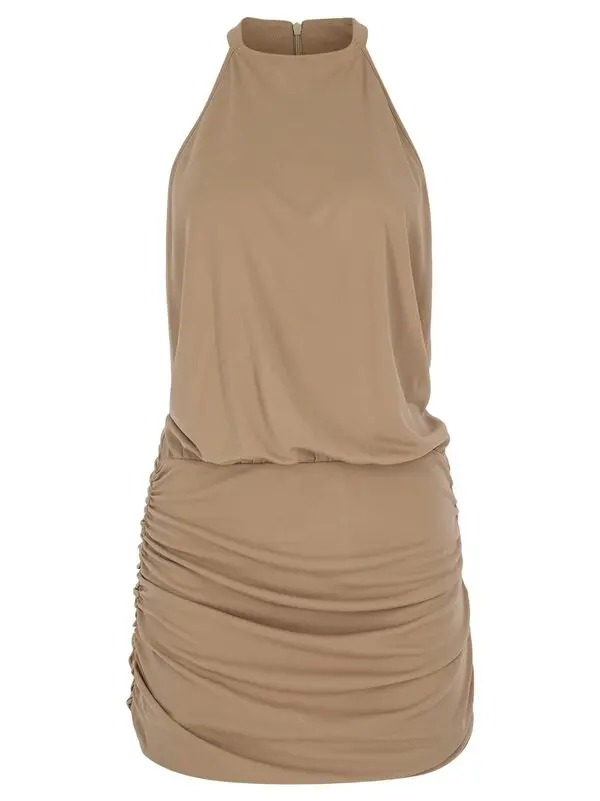 Zeynep Arçay Helen Mini Jersey Dress - Neutral