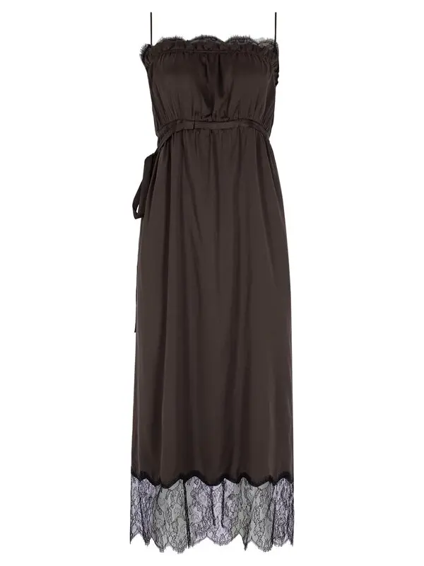 Zeynep Arçay Lace-trimmed Silk Midi Dress - Brown
