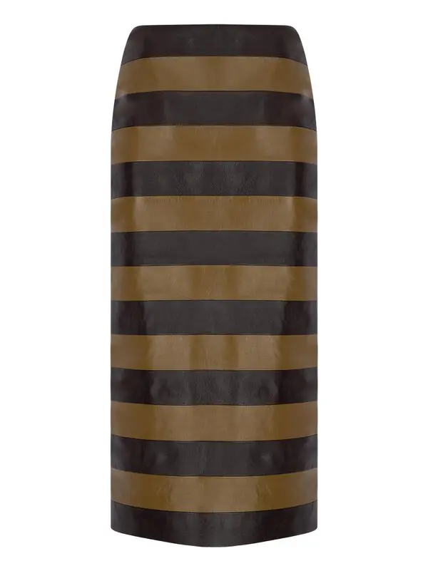 Zeynep Arçay Striped Leather Pencil Skirt - Multi