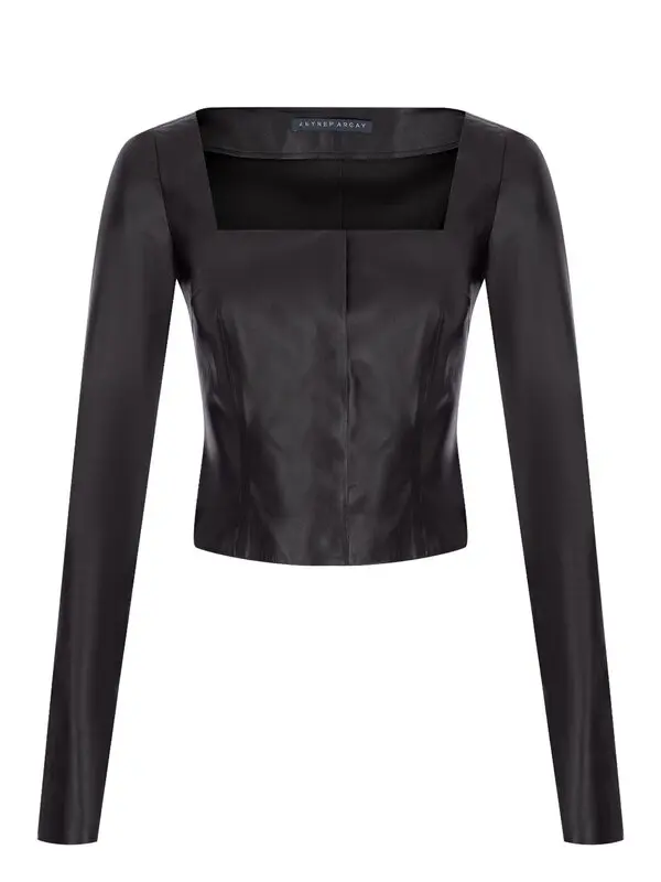 Zeynep Arçay Long-sleeve Leather Top - Black