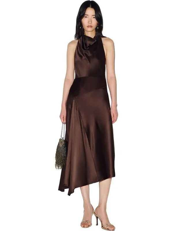 REFORMATION Emna Silk Dress - Brown