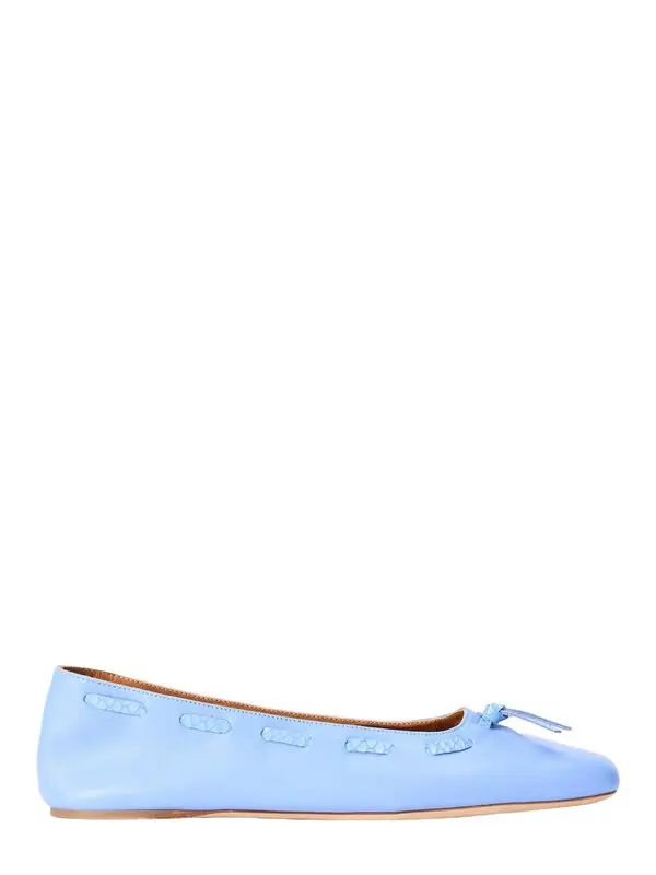 Staud Milo Leather Ballet Flats - Blue