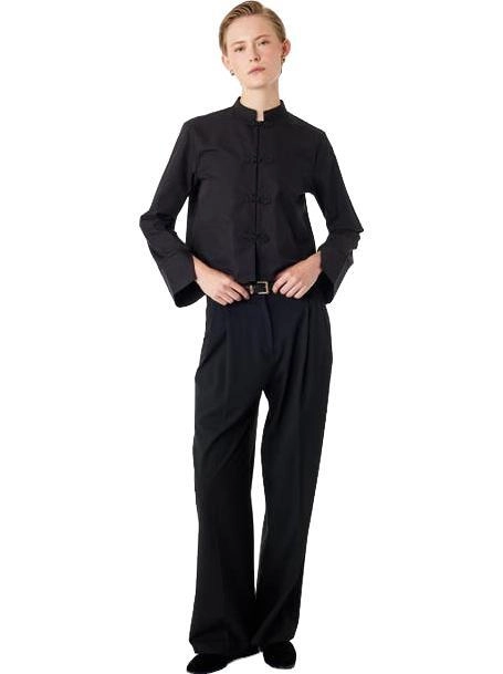 Koton Mandarin Collar Long Sleeve Poplin Shirt With Frog Closure - Black