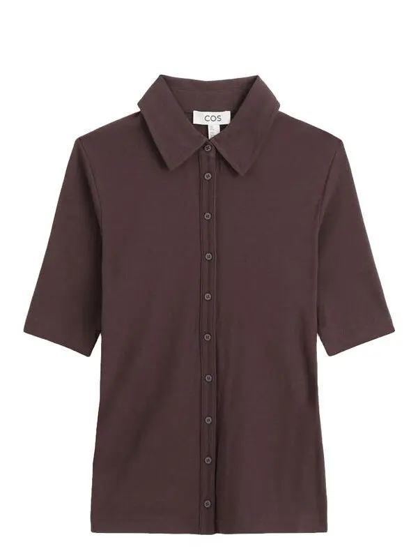 Cos Sculpted Cotton-jersey Shirt - Red