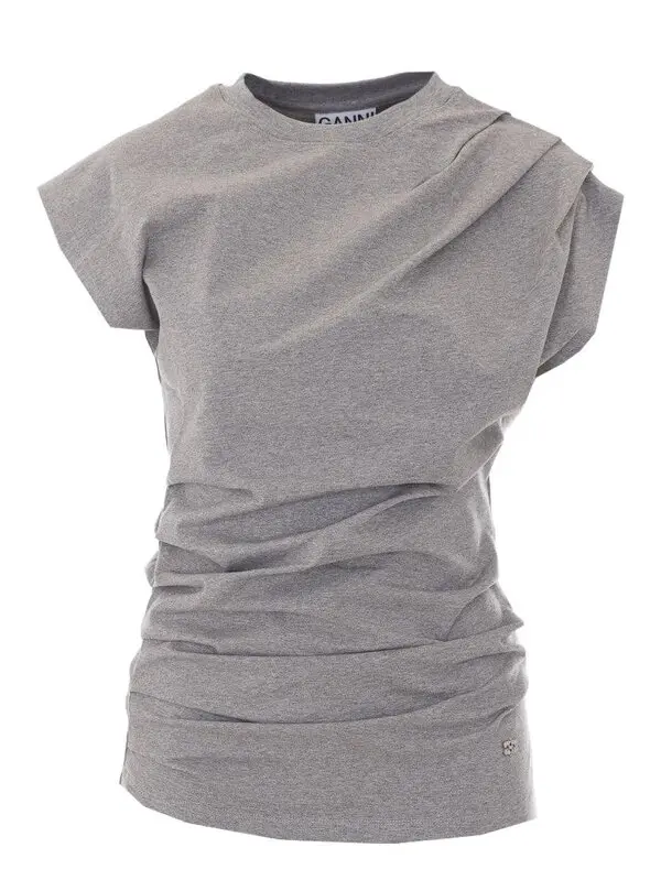 GANNI Heavy Draped T-shirt - Gray