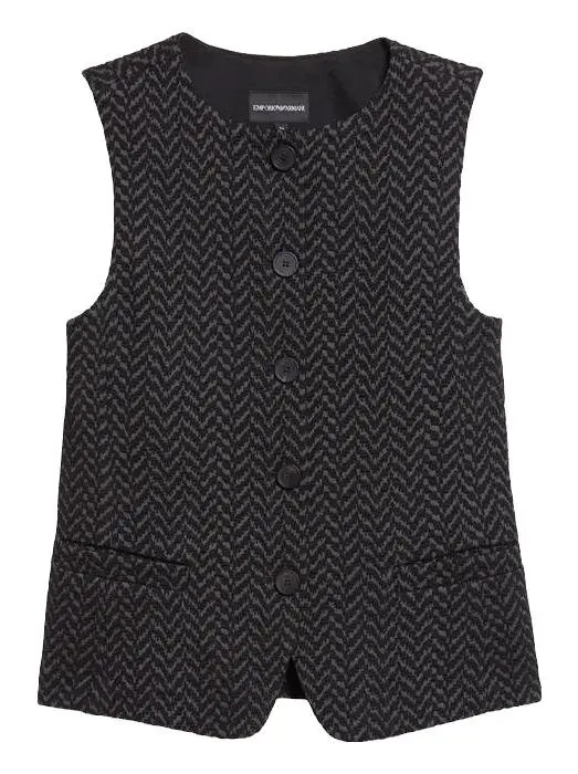 Emporio Armani Chevron Jersey Vest - Solid Black
