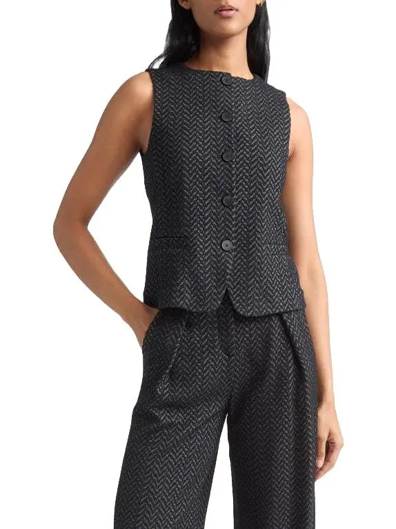 Emporio Armani Chevron Jersey Vest - Solid Black
