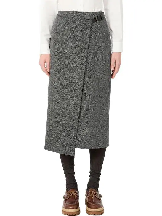 Max Mara Petali Buckle Detail Jersey Midi Skirt - Medium Grey