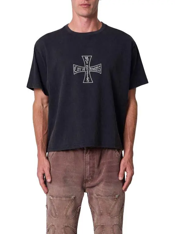 Mnml Washed La Cotton Graphic T-shirt - Black
