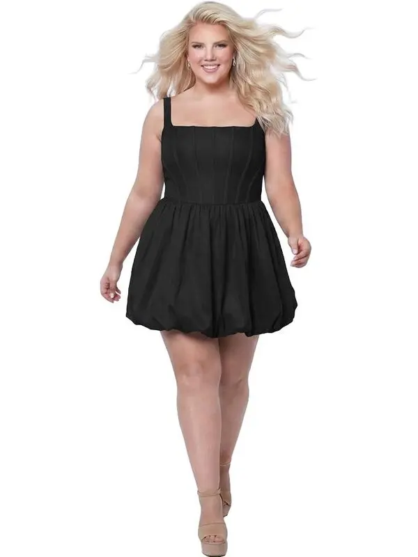 SYDNEY'S CLOSET Bubble Hem Short Homecoming Dress - Black