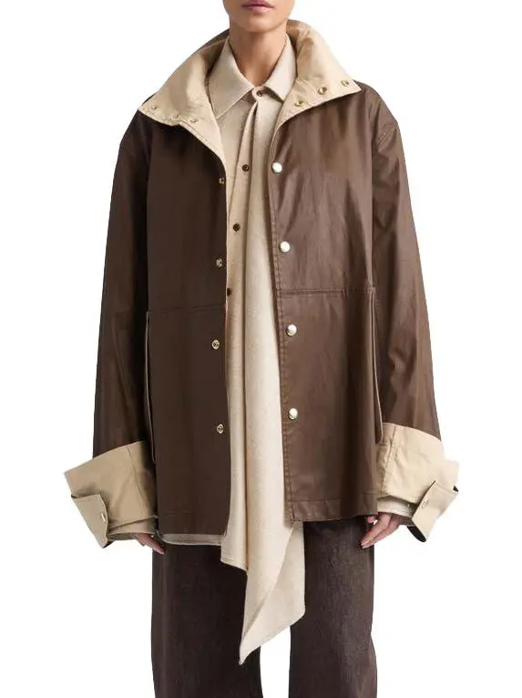 Ossou Asha Coated Cotton Coat - Tobacco/rye