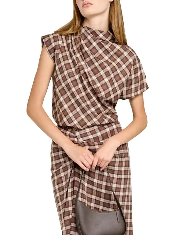 WAYF Laurel Ruched Top - Brown