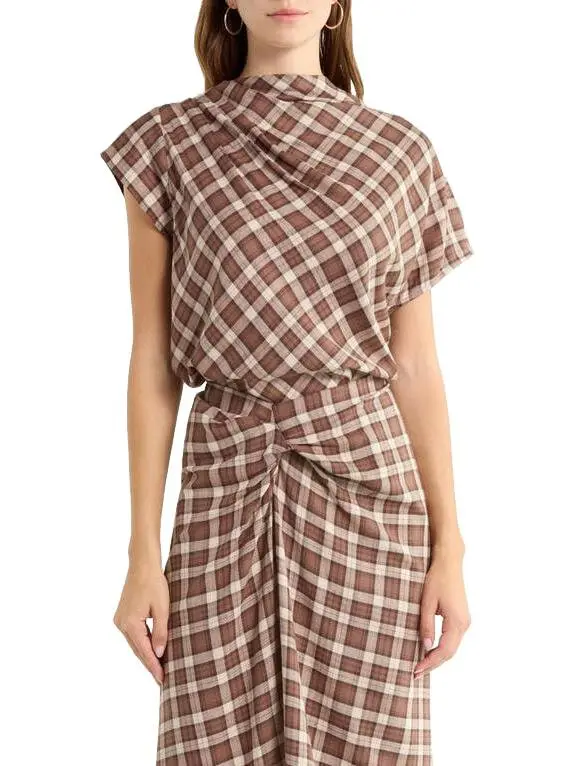 WAYF Laurel Ruched Top - Brown