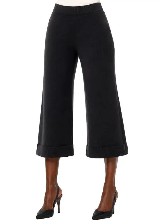 DAI MODA Wide Cuff Sweater Pants - Black