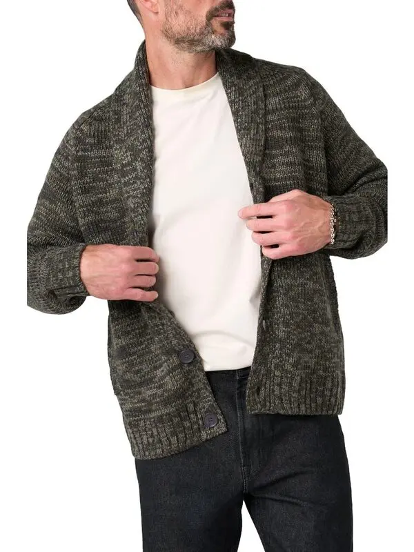 LIVERPOOL Marled Shawl Collar Cardigan - Grey/olive