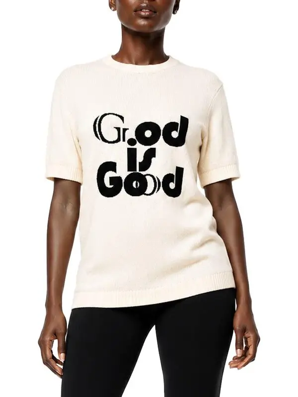DAI MODA God Is Good Cashmere & Cotton Sweater - Cream