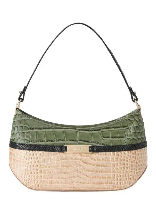 Brahmin Lilibeth Croc Embossed Leather Shoulder Bag - Beige Multi