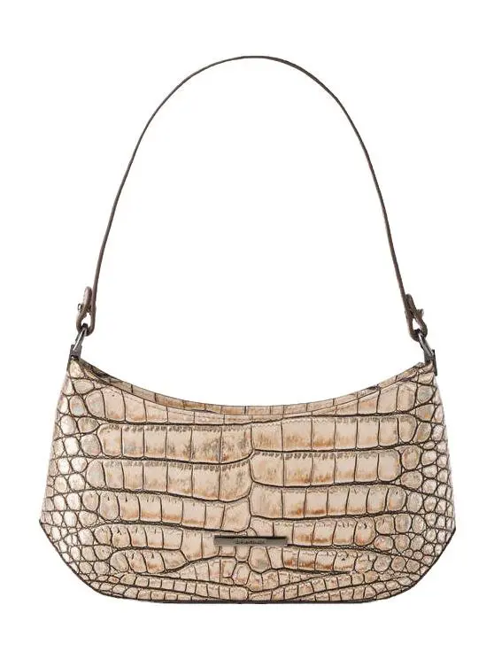 Brahmin Lilibeth Croc Embossed Leather Shoulder Bag - Fossilized